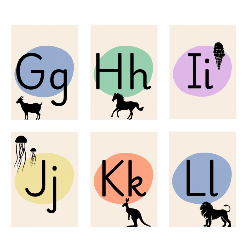 Alphabet Prints Pastel Classroom Decor, Literacy Display Early Literacy ...