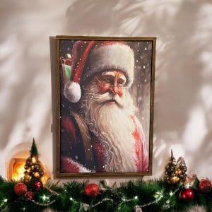 Handcrafted Reclaimed Wood Framed Nostalgic Santa Head Canvas Print ...