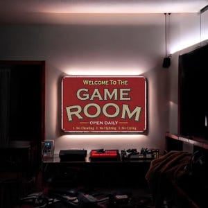 Level up Your Space With This Game Room Tin Sign, Gamer Gift, Teen Room ...