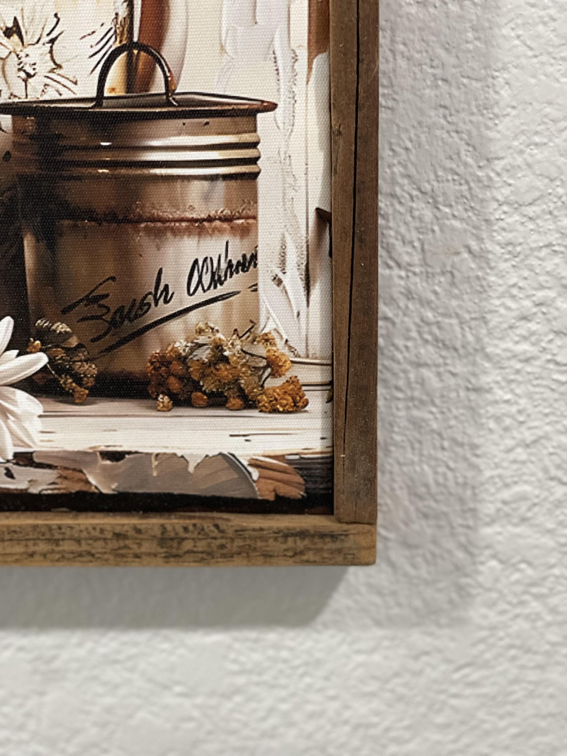 Handcrafted Reclaimed Wood Framed Farmhouse Water Pitcher Wall Canvas ...