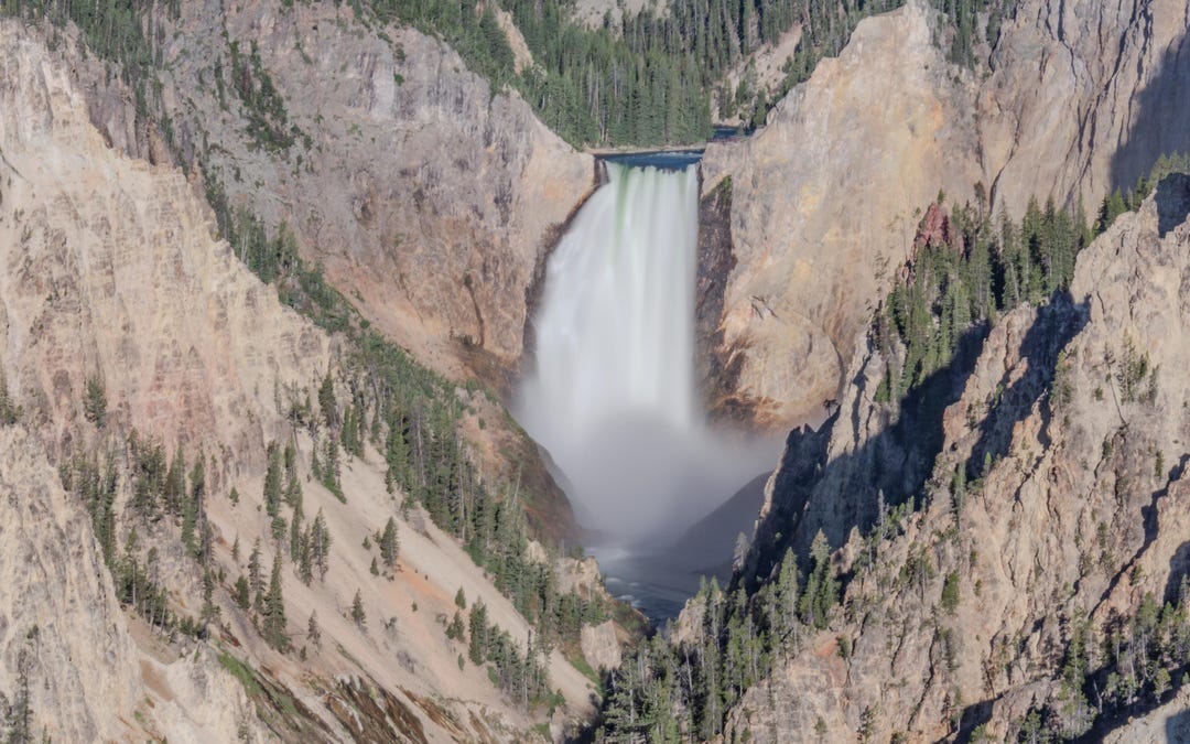 A Color Photography of Lower Yellowstone River Falls, Yellowstone ...