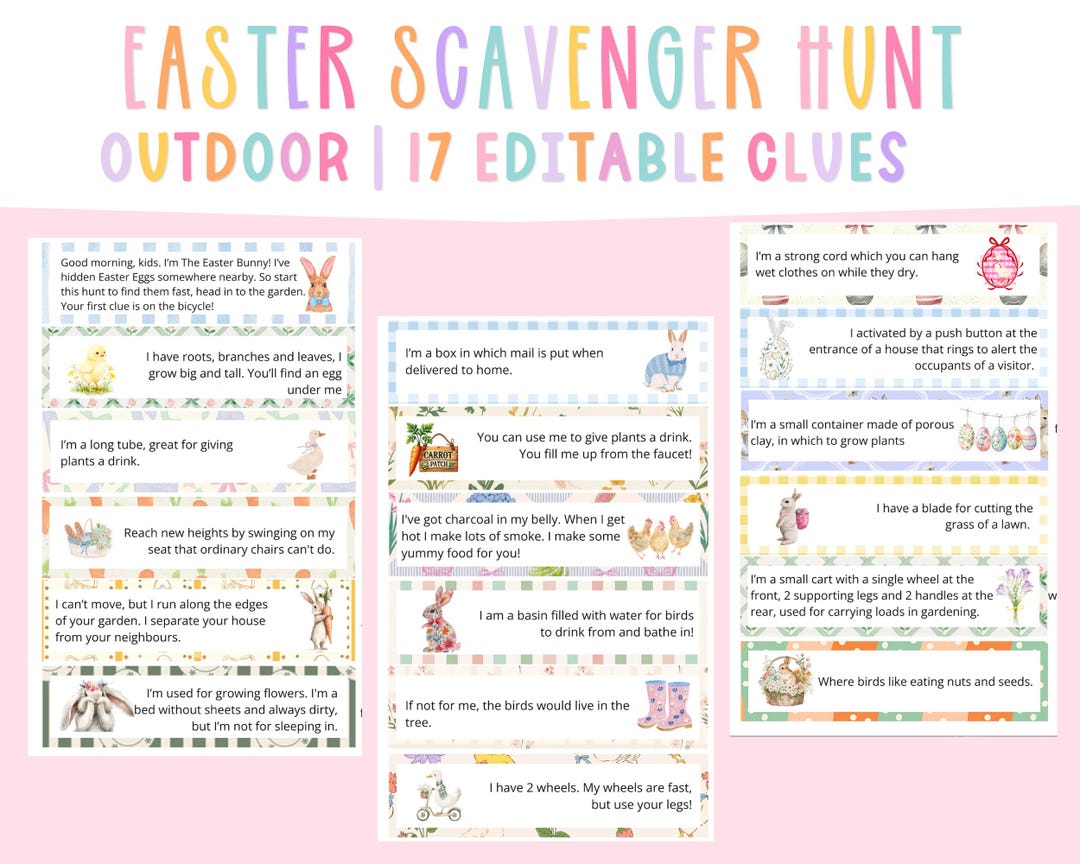 Outdoor Easter Scavenger Hunt Printable | Editable Canva Template ...