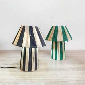 Handmade Raffia Table Lamp, Boho Wicker Bedside Light, Moroccan ...