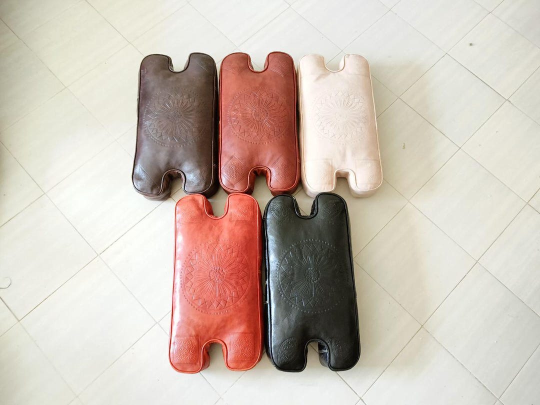 Genuine Leather Camel Saddle Stool Cushion – Replacement Seat Pad With ...