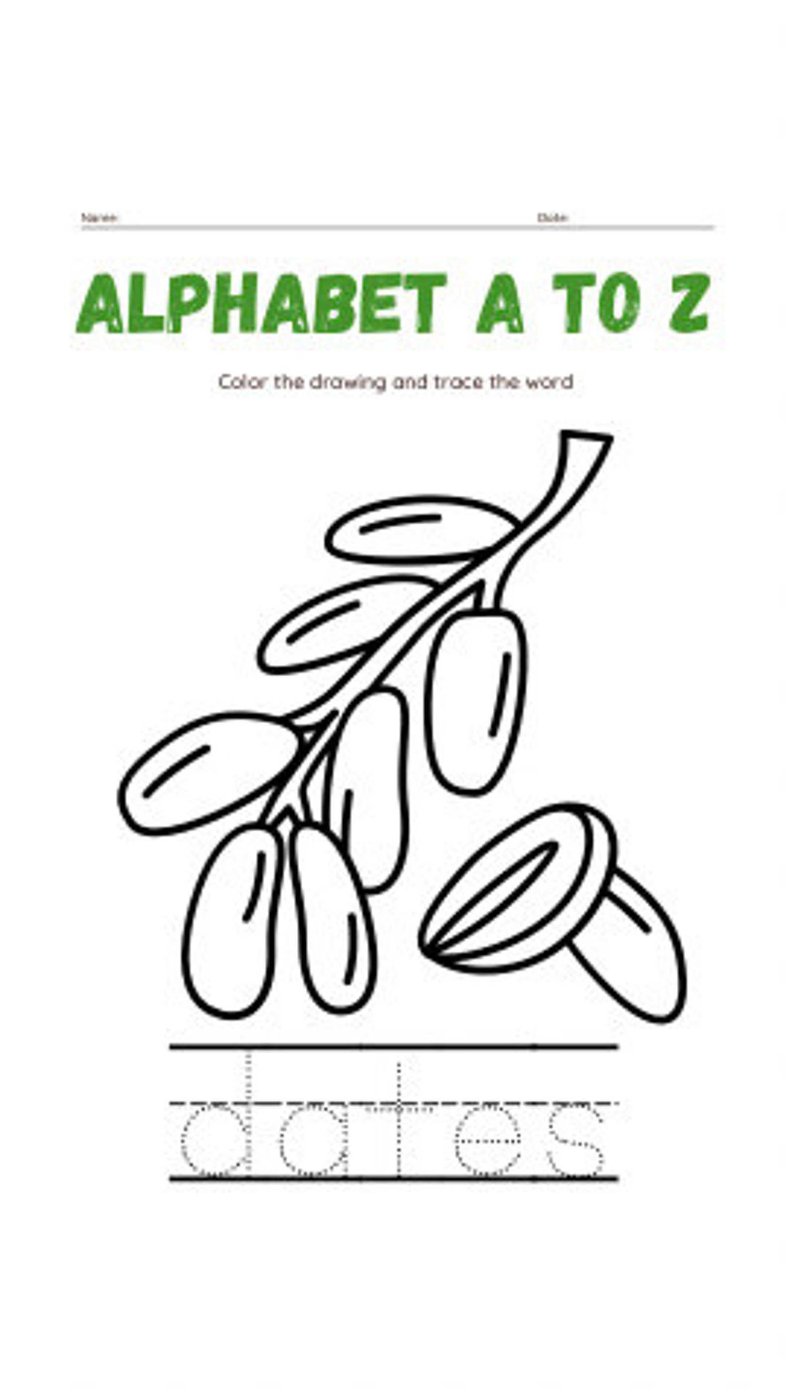 Alphabet A to Z Coloring Worksheet Set. for Kids. Download PDF - Etsy
