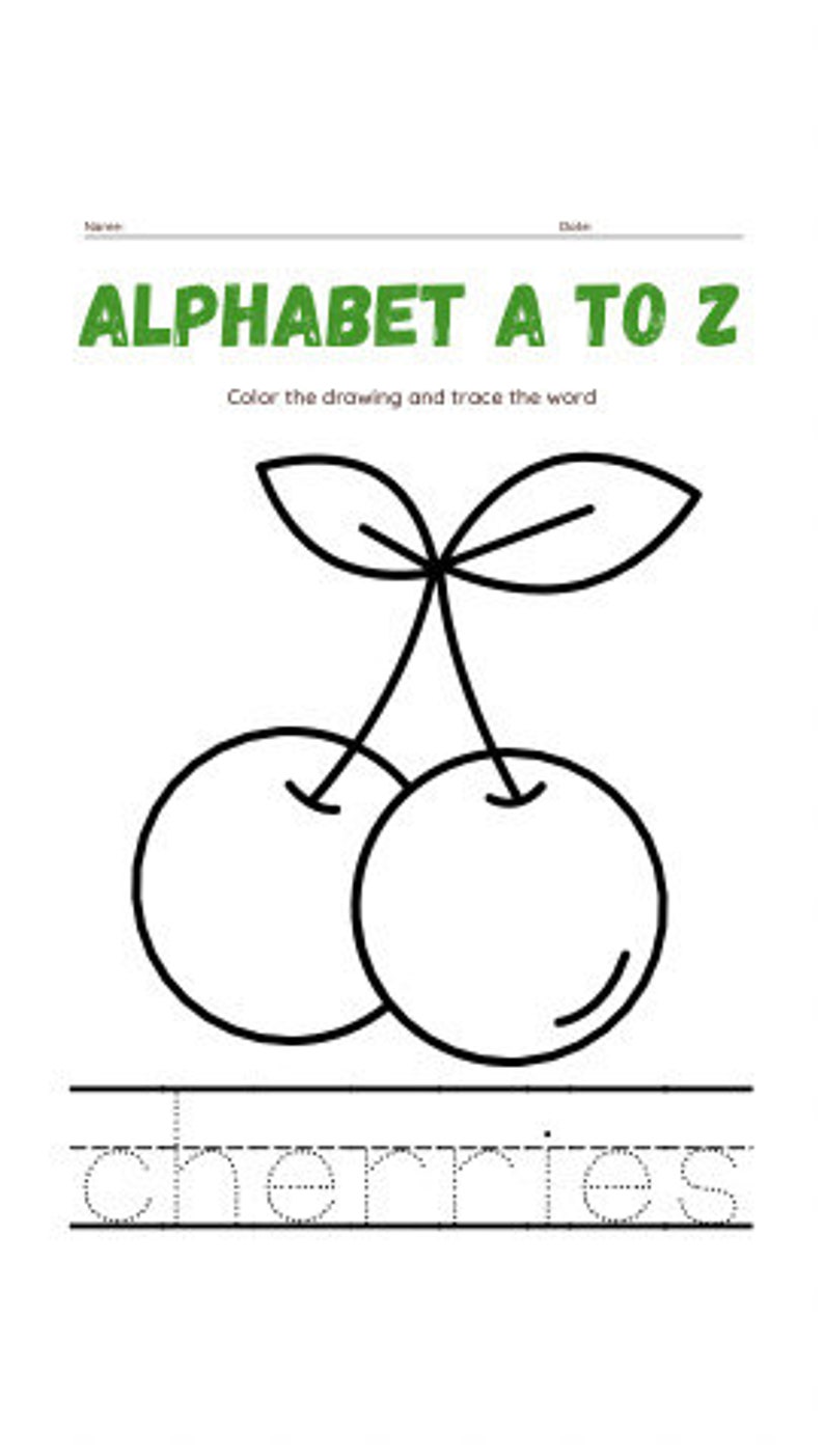 Alphabet A to Z Coloring Worksheet Set. for Kids. Download PDF - Etsy