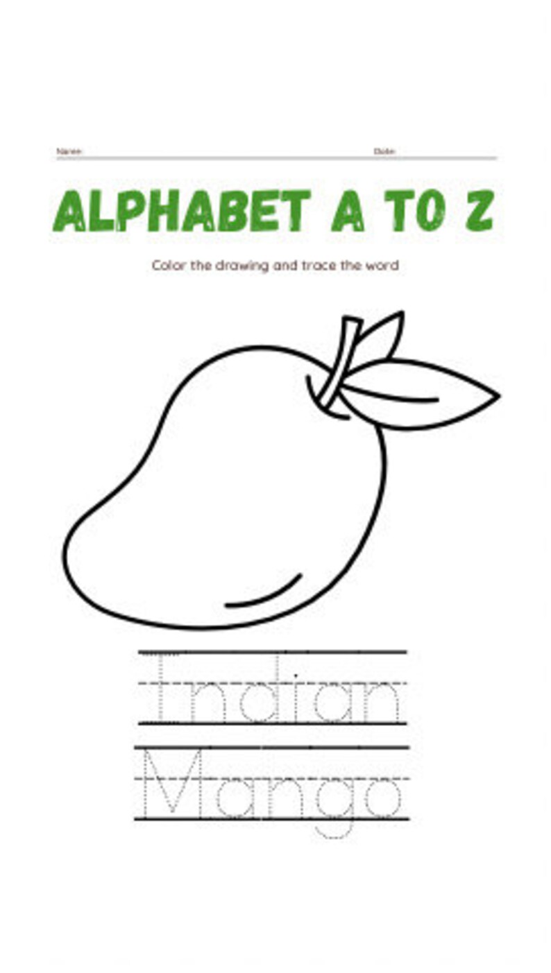Alphabet A to Z Coloring Worksheet Set. for Kids. Download PDF - Etsy