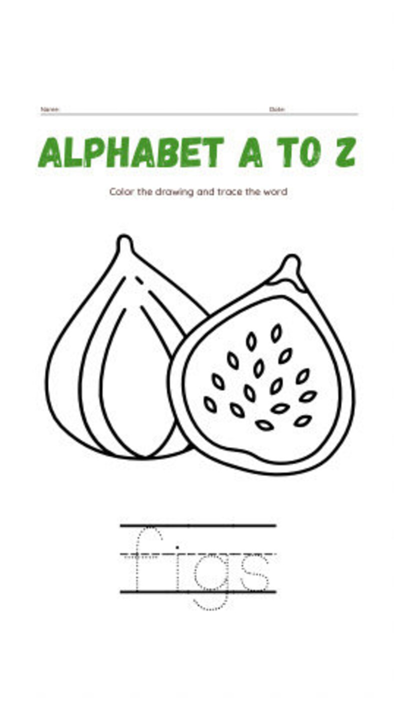 Alphabet A to Z Coloring Worksheet Set. for Kids. Download PDF - Etsy