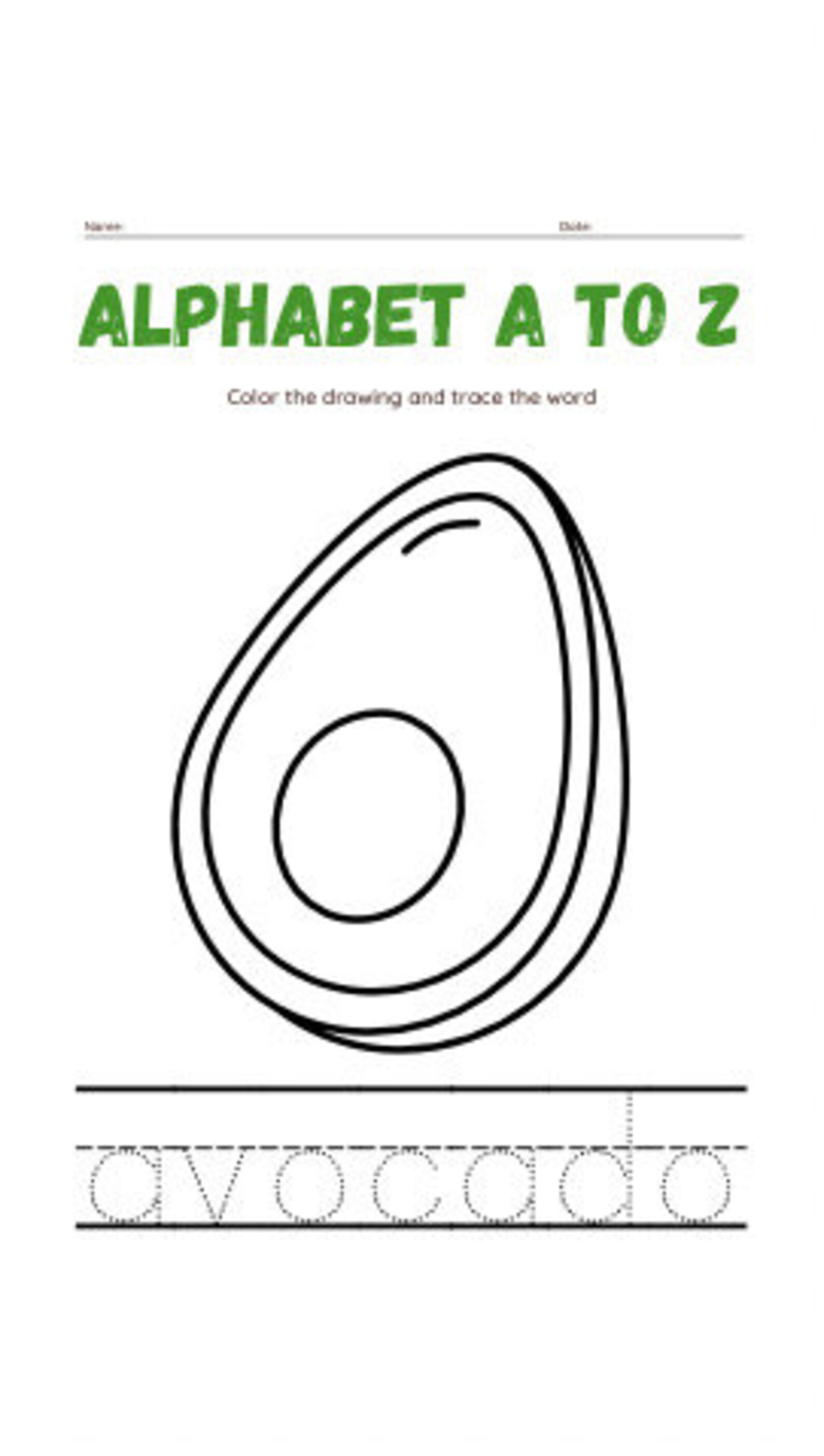 Alphabet A to Z Coloring Worksheet Set. for Kids. Download PDF - Etsy