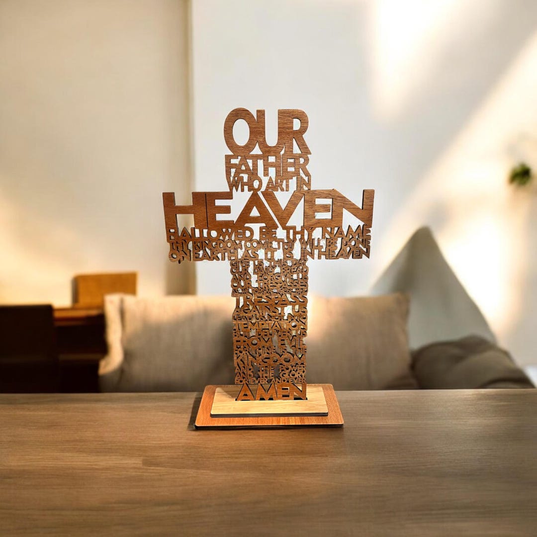 Lords Prayer Cross, Laser Prayer, the Lords Prayer Laser, Wood, Prayer ...