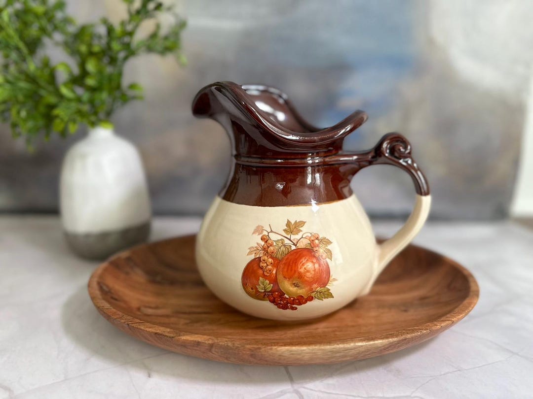 Vintage 1970s Nelson Mccoy Fruit Festival Ceramic Pitcher #7515, 48 ...