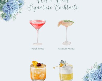 Signature Cocktail Wedding Drinks Menu Template - Customizable 2 - Etsy