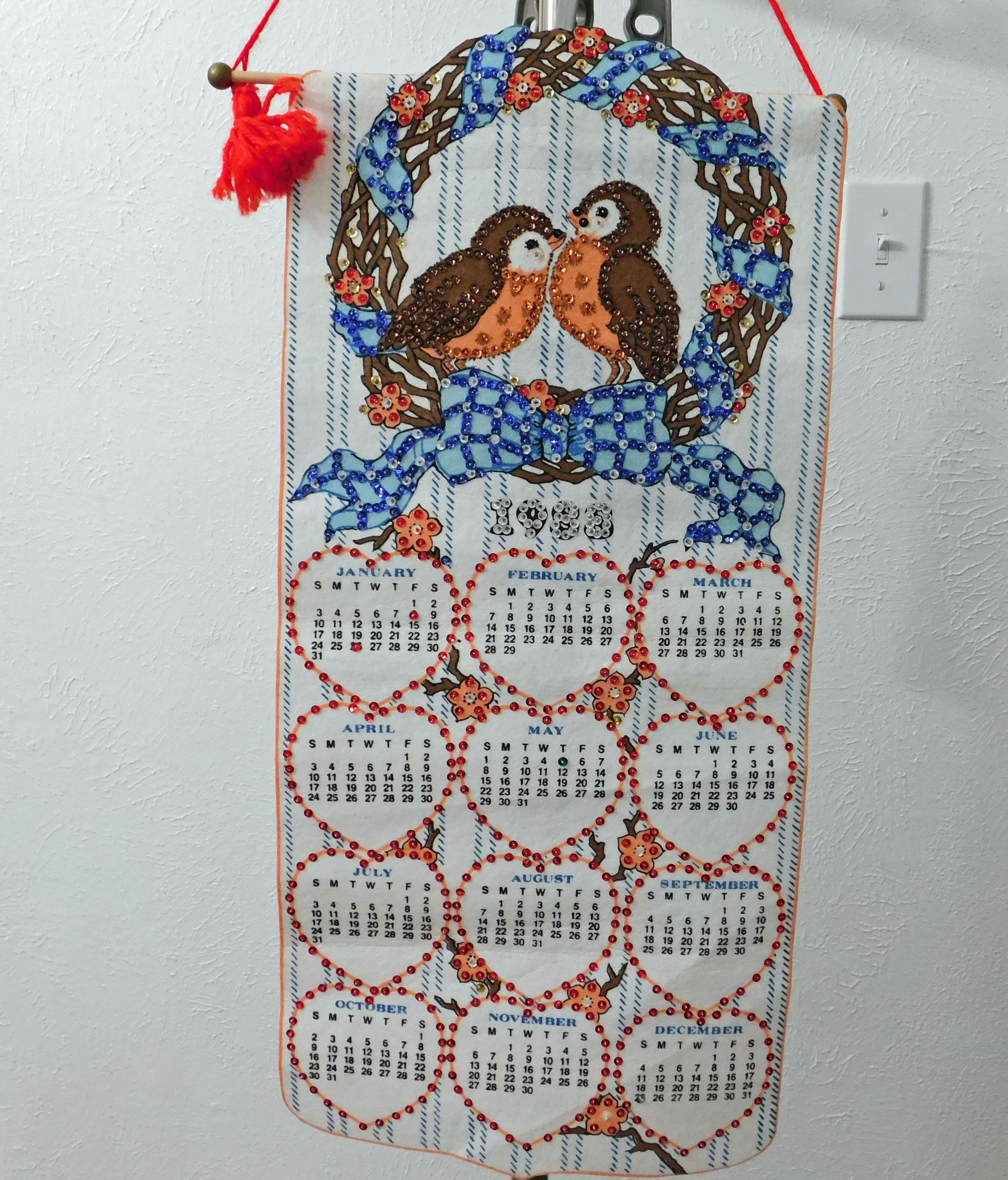 Jahrgang Filz Kalender, 1988 Filz Kalender, Vintage Vogel Kalender ...