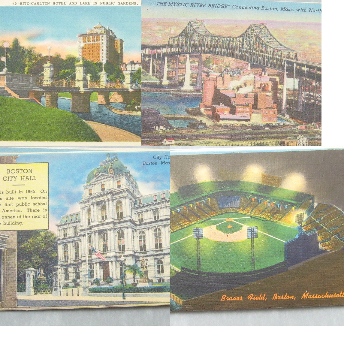 Vintage Boston Postcards Colourpicture Ephemera Souvenir 1940 | Etsy