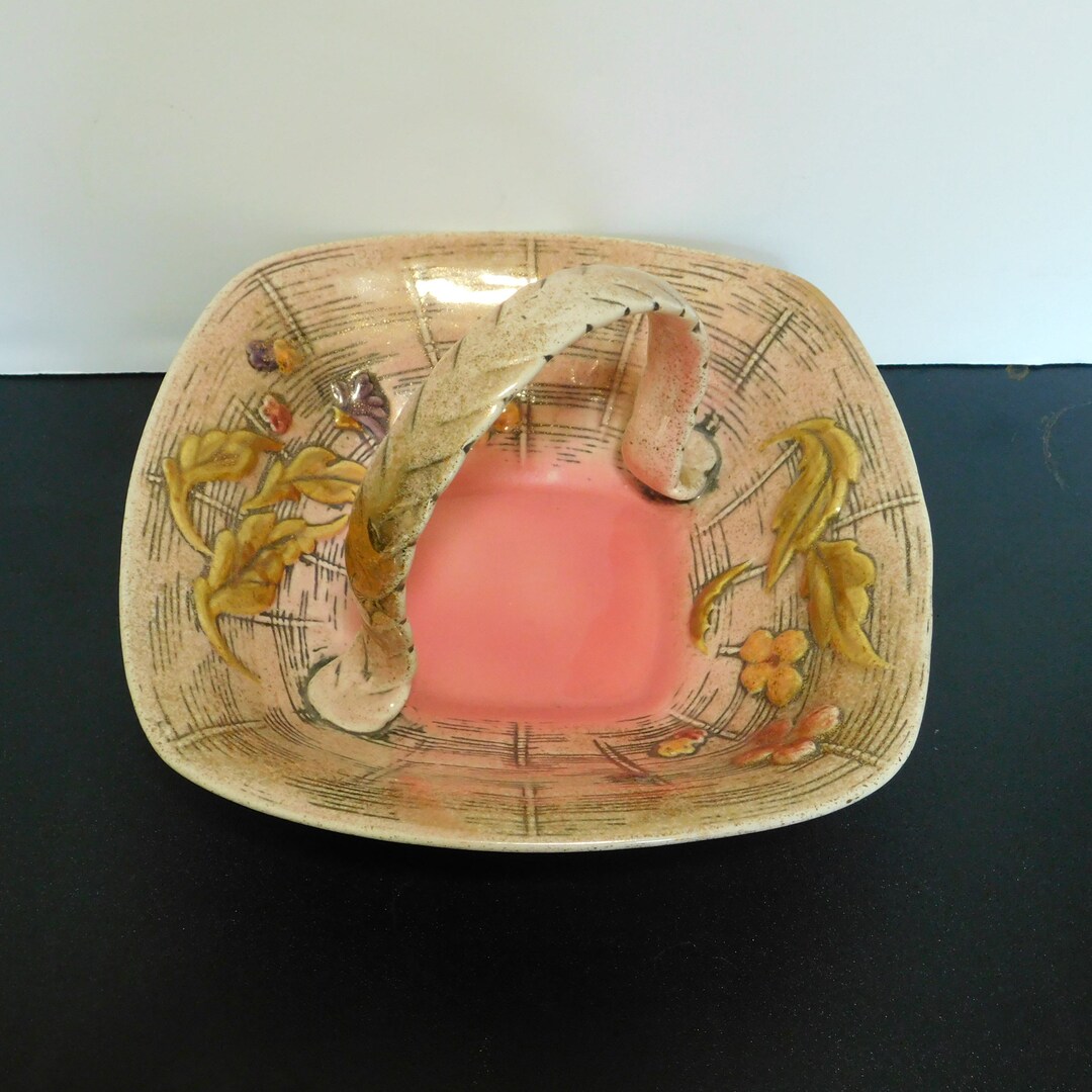 Vintage Hull Pottery Basket Gold and Pink: Mid-century Pottery - Etsy
