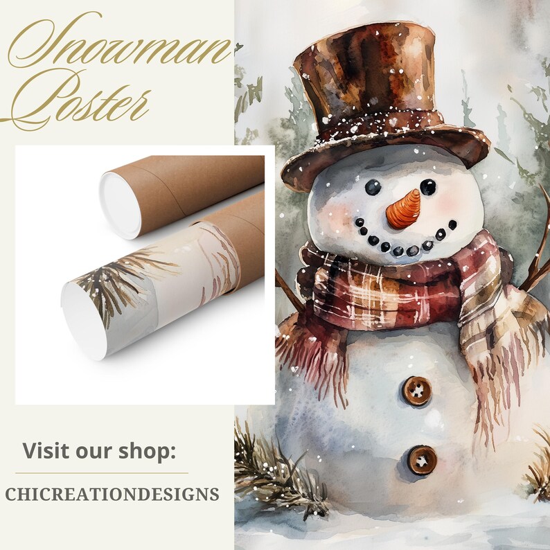 Vintage Snowman Art Print, Winter Holiday Decor - Etsy