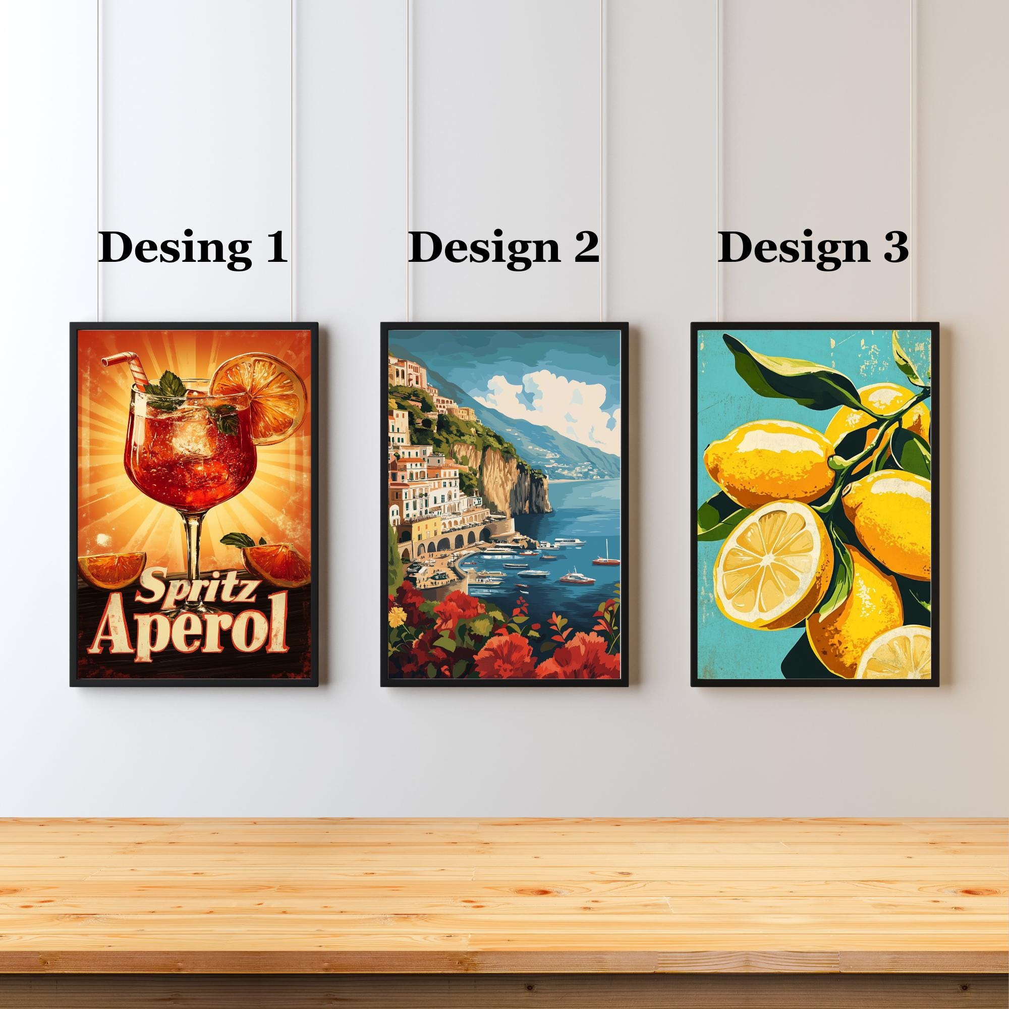 Italian Aperol Spritz Poster Set | Retro Amalfi Coast Lemon Wall Art - Etsy