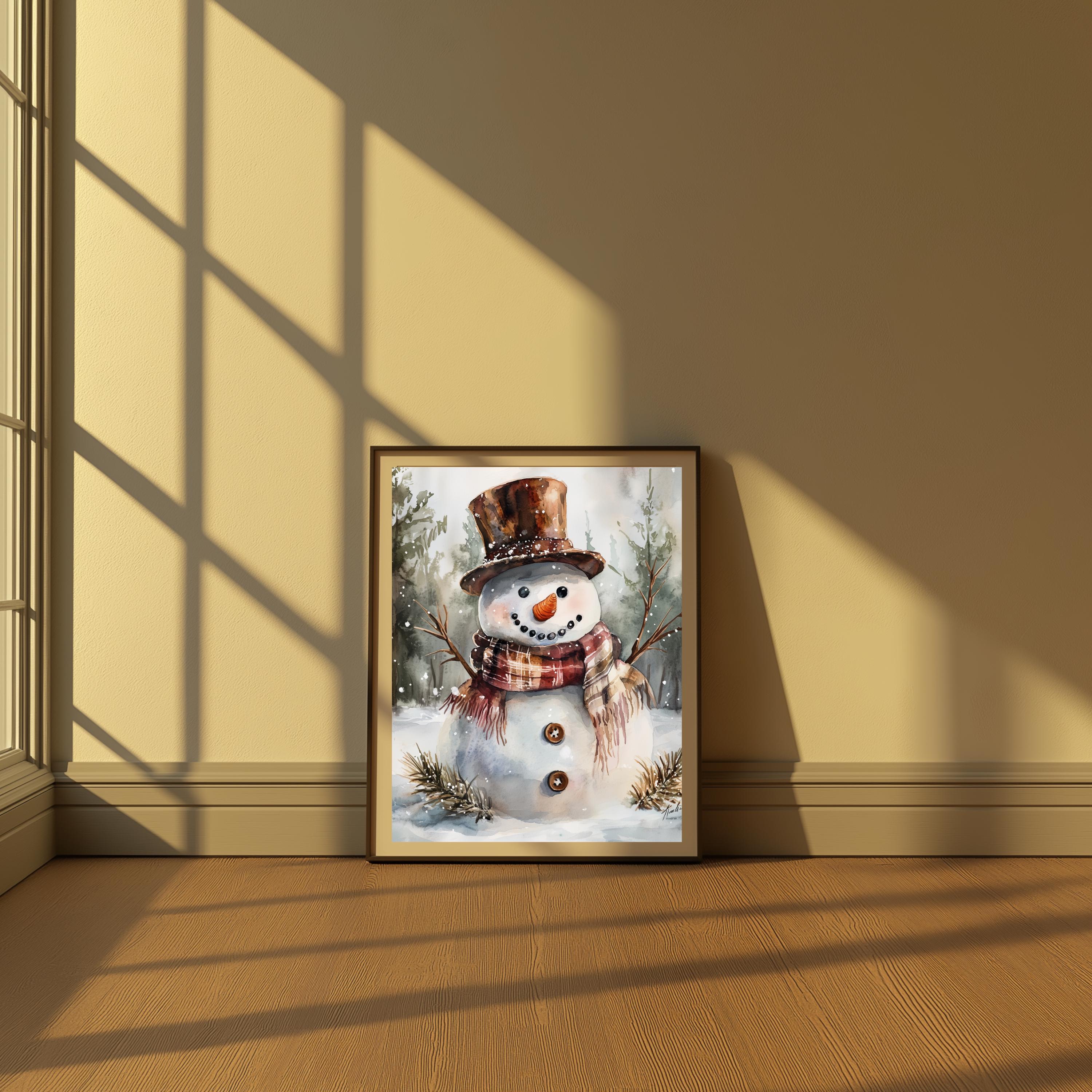 Vintage Snowman Art Print, Winter Holiday Decor - Etsy