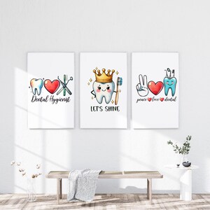 Set of 3 Dental Office Posters - Cute Wall Art Kids Dental Wall Art ...