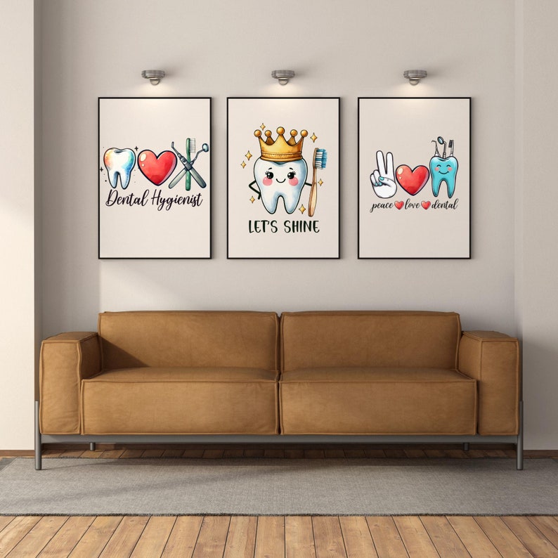 Dental Office Decor Set of 3 Teeth Tooth Dentist Clinic Decor Gift ...