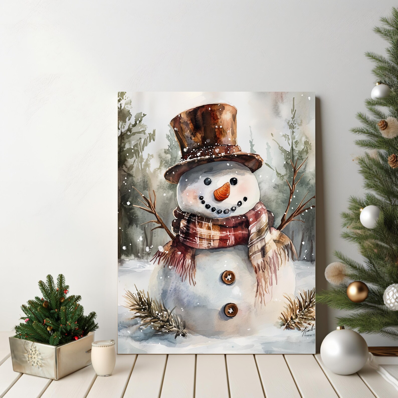 Vintage Snowman Art Print, Winter Holiday Decor - Etsy