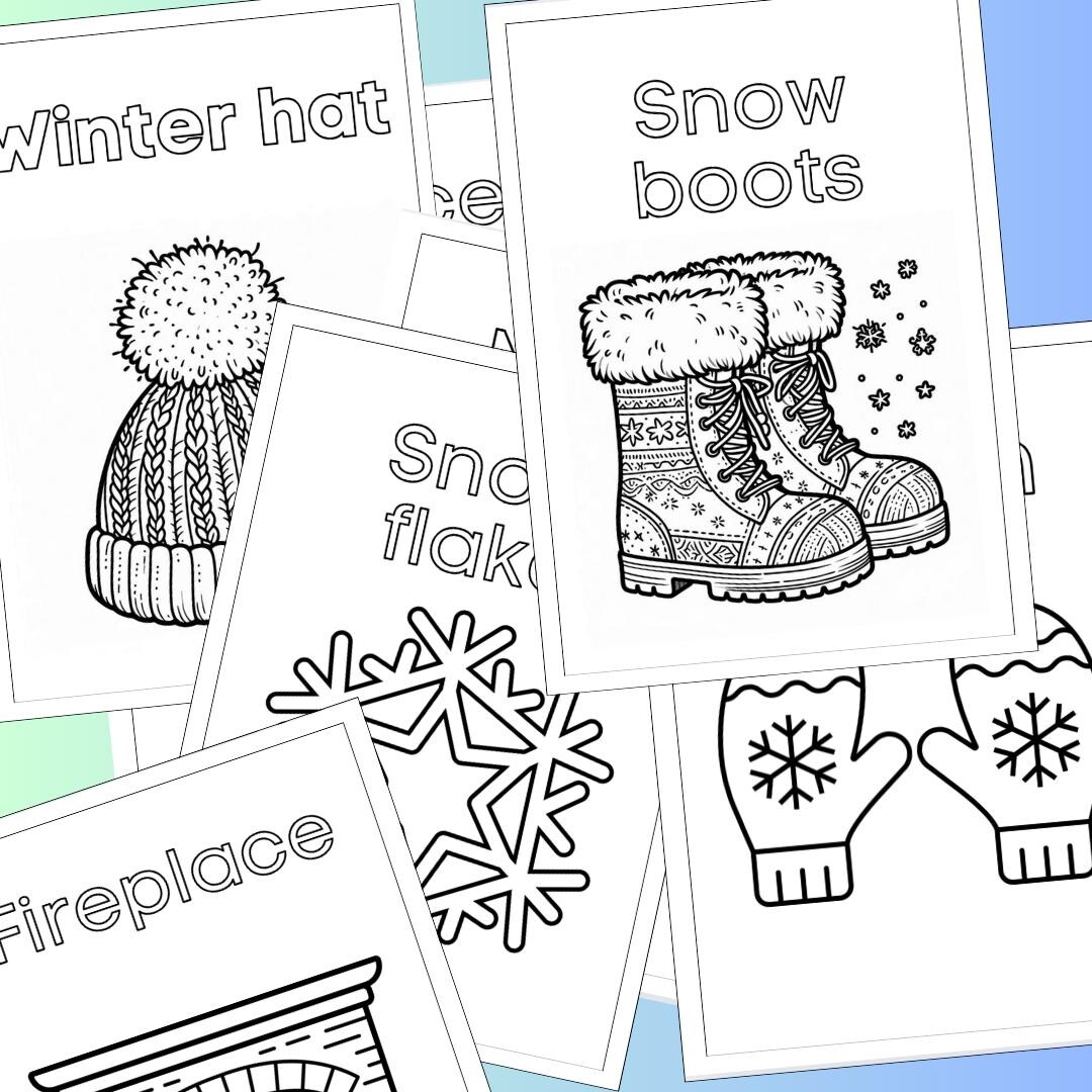 12 Winter Coloring Pages - Winter Coloring Pages Set, Holiday Activity ...