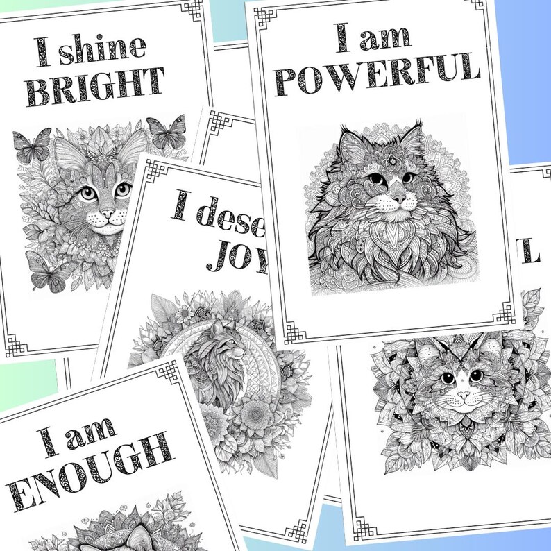 12 Affirmation Coloring Pages Cat Lovers Affirmation Coloring Book ...
