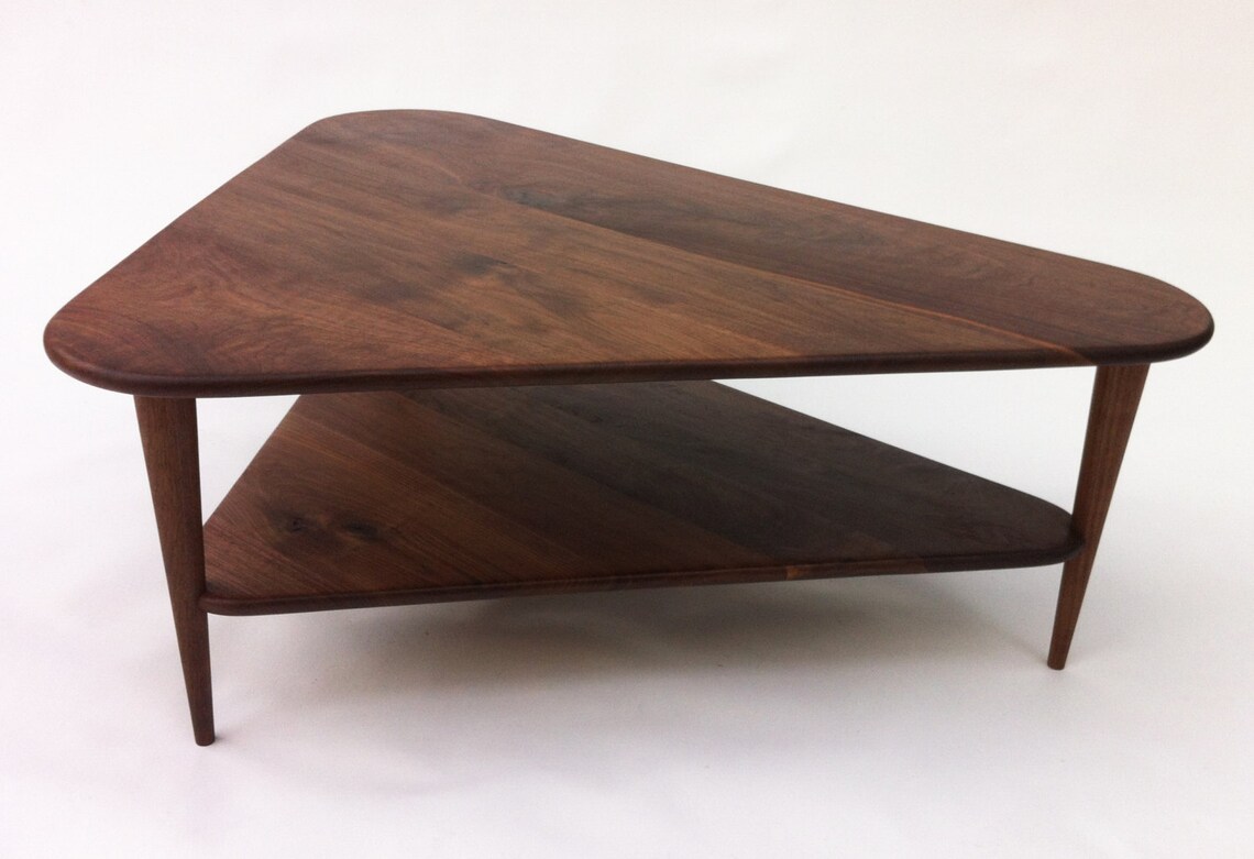 Mid Century Modern Coffee Table W/ Shelf Triangle Cocktail - Etsy