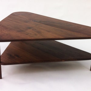Mid Century Modern Coffee Table W/ Shelf Triangle Cocktail Table in ...