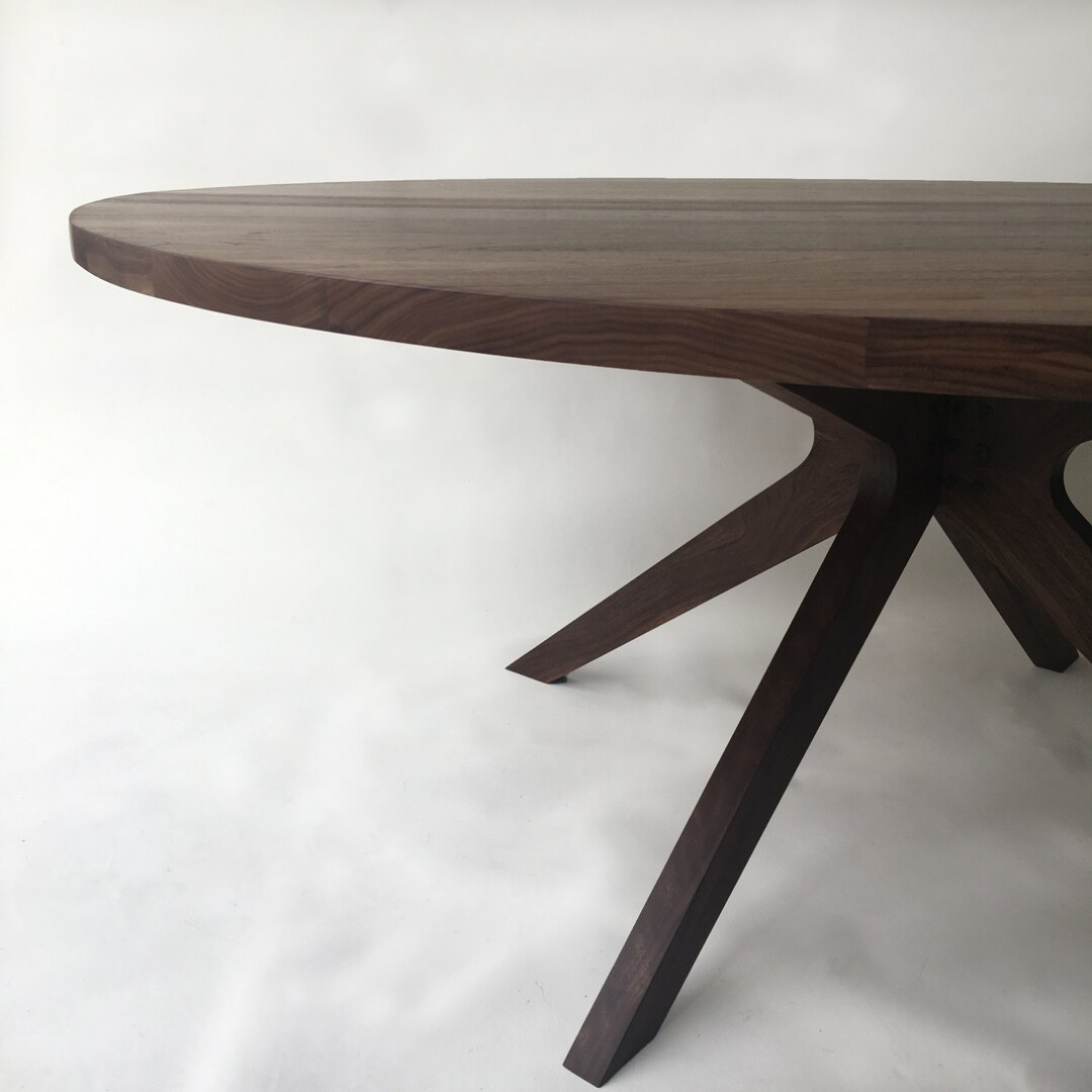 Round Dining Table Solid Walnut With Modern Sculptural Solid Walnut ...