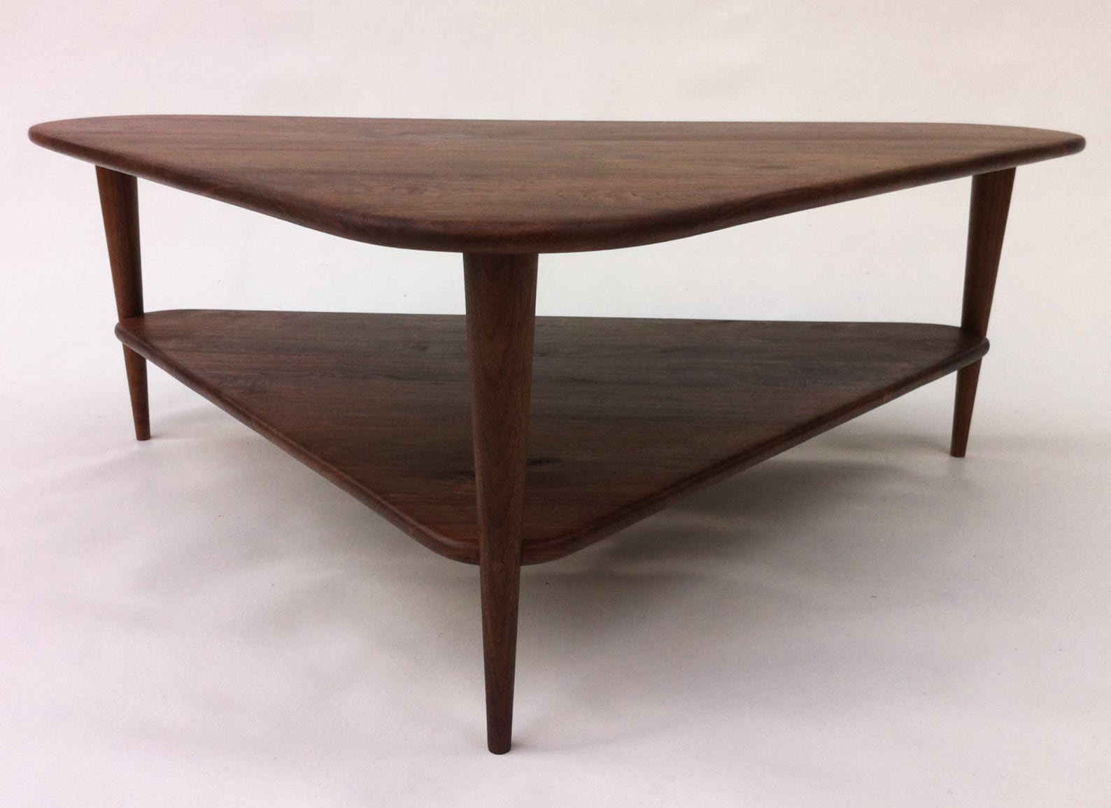 Mid Century Modern Coffee Table W/ Shelf Triangle Cocktail - Etsy