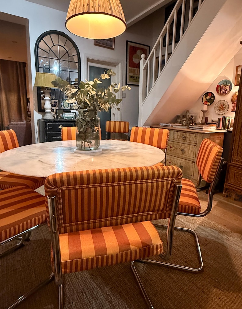 Vintage Style Cantilever Dining Chairs in Colours of Arley Stripes ...