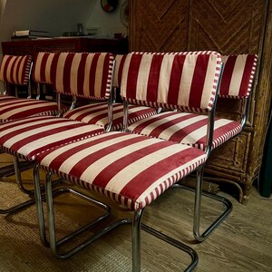 Vintage Style Cantilever Dining Chairs in Colours of Arley Striped ...