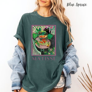 Women's Cat Shirt, Matisse Goldfish Art With Funny Black Cat T Shirt ...