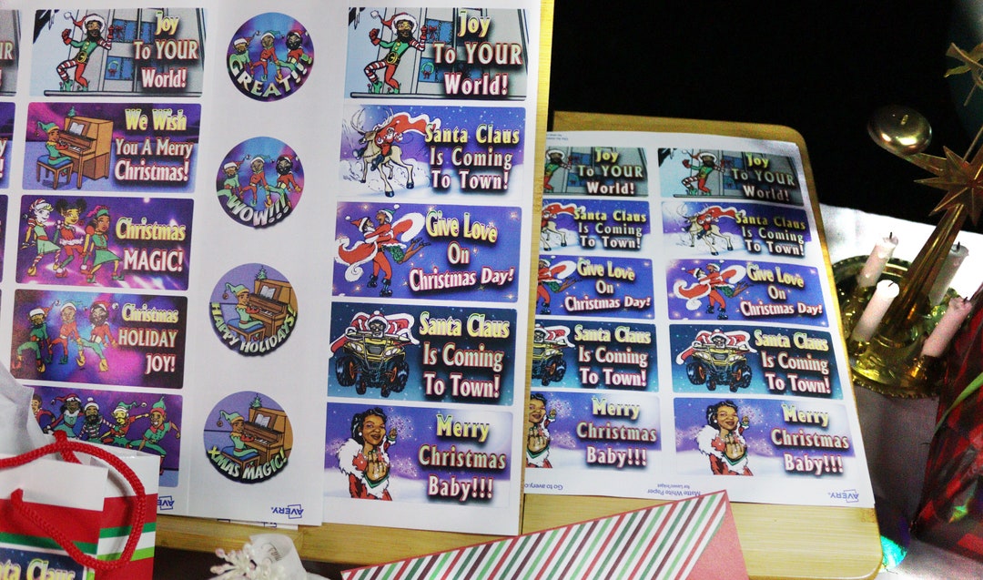 Black Santa & Mrs Claus Stickers - Christmas, Motivation, Rewards, To ...