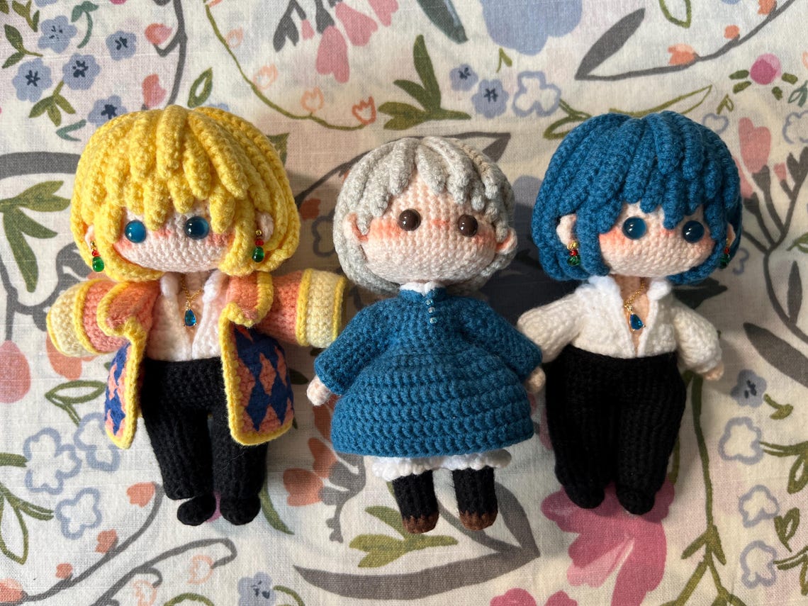 Finished Dolls / Crochet Amigurumi Howl’s Moving Castle Howl & Sophie ...