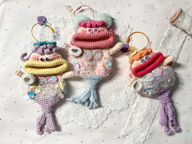 Handmade Crochet Amigurumi Goofy Big Mouse Mermaid Figure & Keychain ...