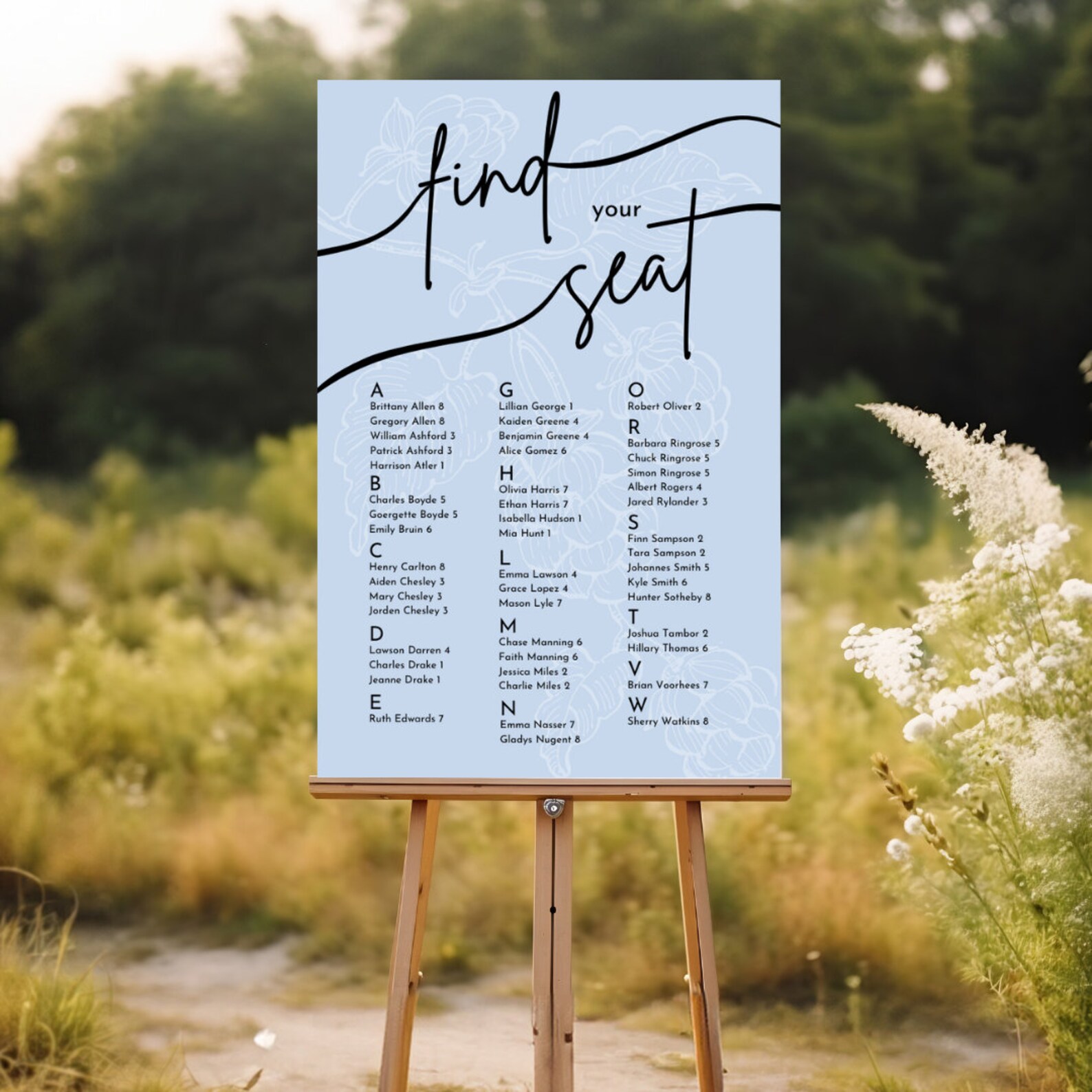 Wedding Seating Chart Sign Template, Custom Color Palette Signage ...