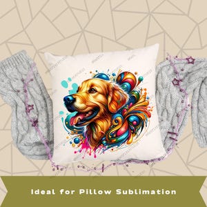 Golden Retriever PNG, Artistic Dog Art for Sublimation & Print on ...