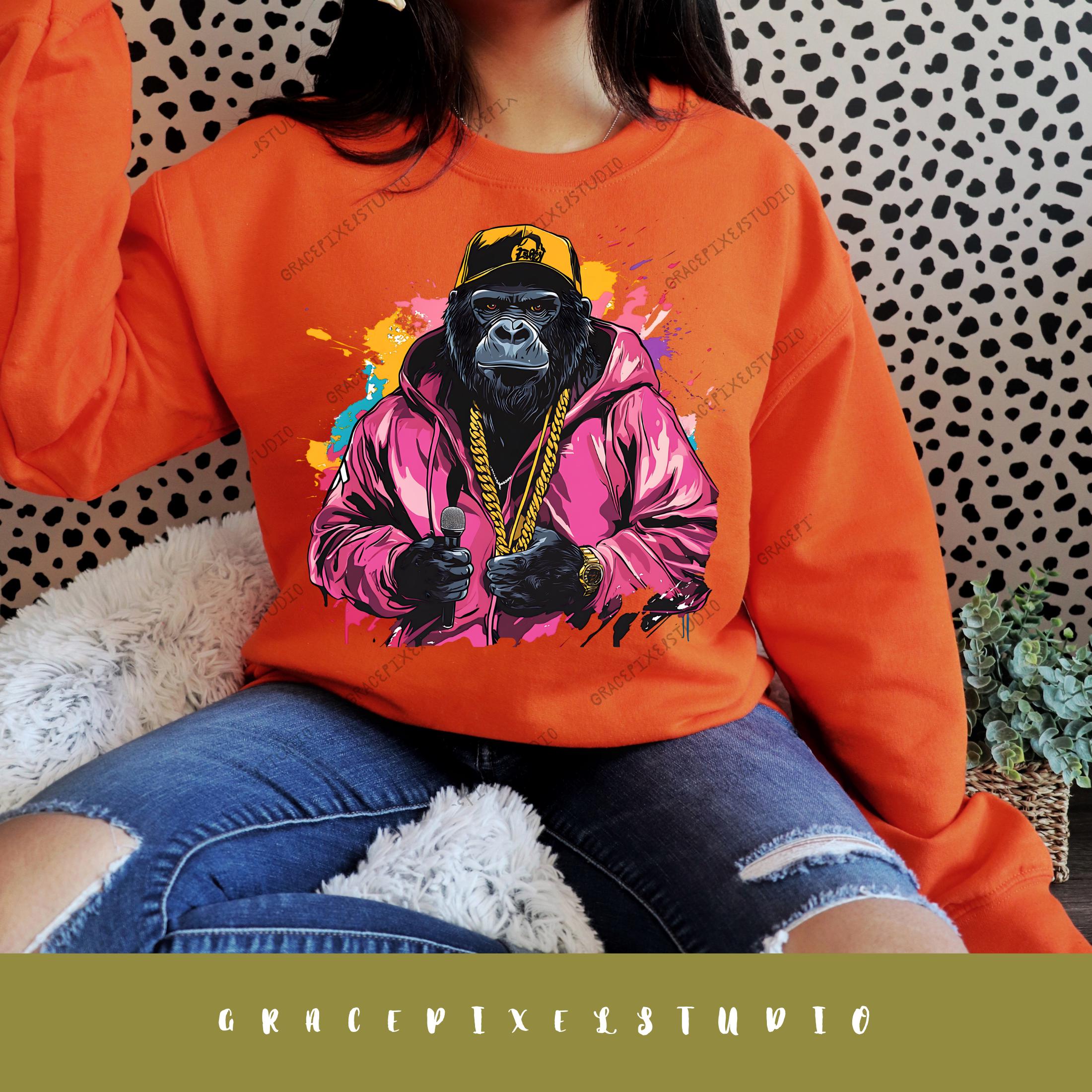 Pop Art Graffiti Rapper Gorilla Png Animal Jungle Sublimation Design ...
