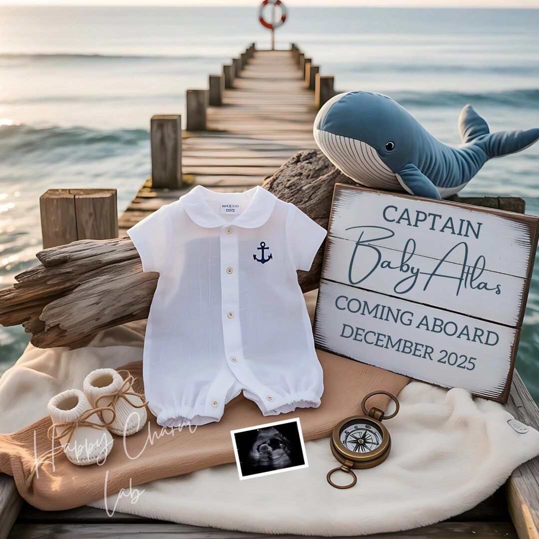 Nautical Pregnancy Announcement: Beach Baby Reveal, Anchor Theme ...
