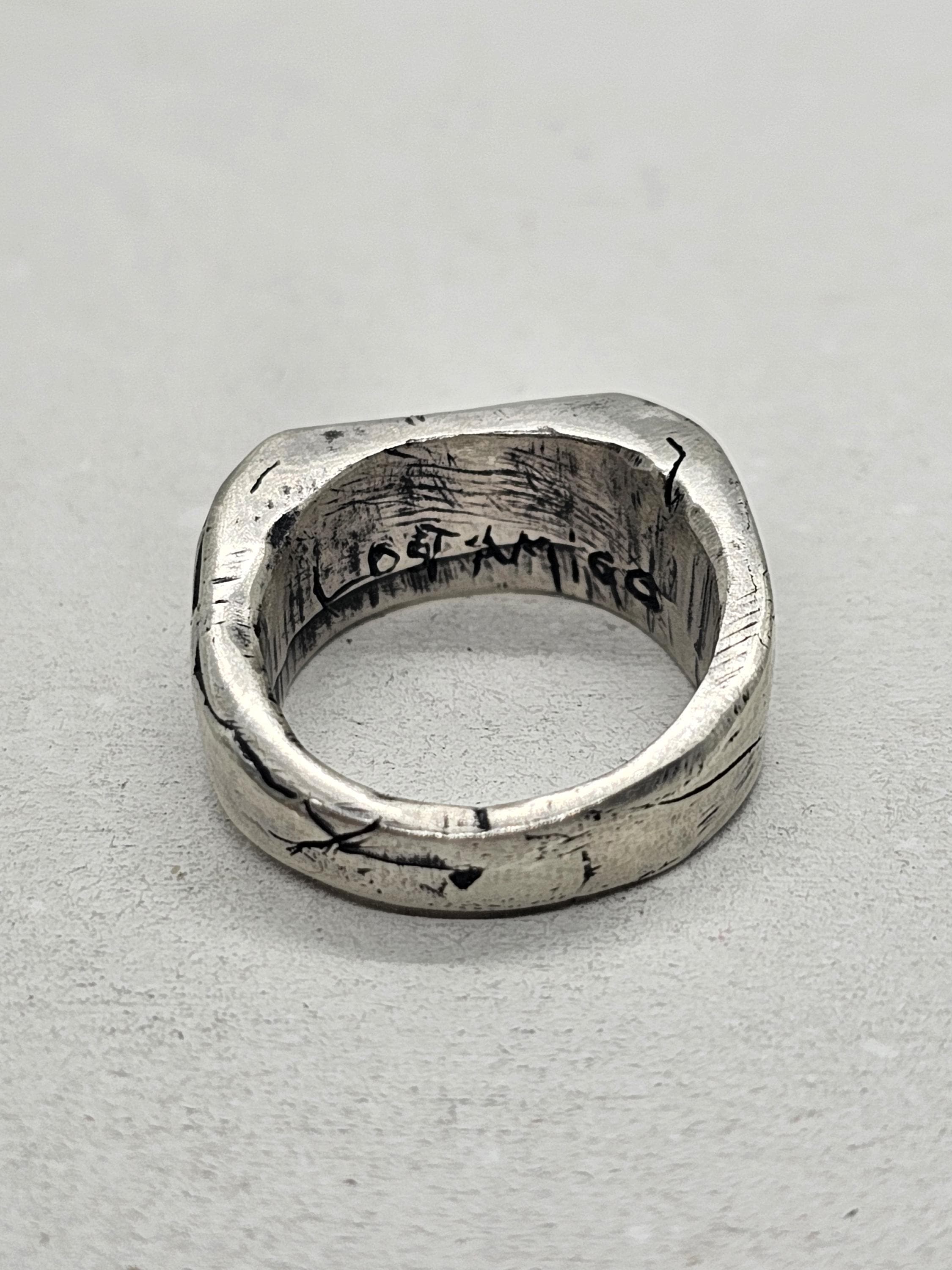 Origami Crane Heavy Signet Ring Hand Crafted Small Batch Mens 925 Recycled Silver Ring Chunky ...