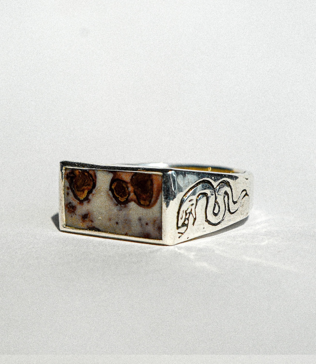 White Jasper Signet Mens Ring | 925 Silver Ring | Semi-precious Gem ...