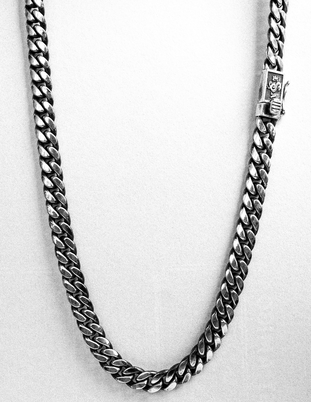 Cuban Chain, Snake Box Lock Clasp, Mens Thick Heavy Weight, Hand Carved ...