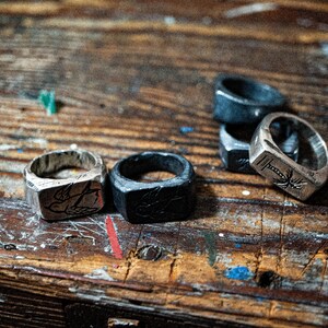 Silver Swallow Signet Ring: Hand Carved Sterling Tattoo Inspired - Etsy