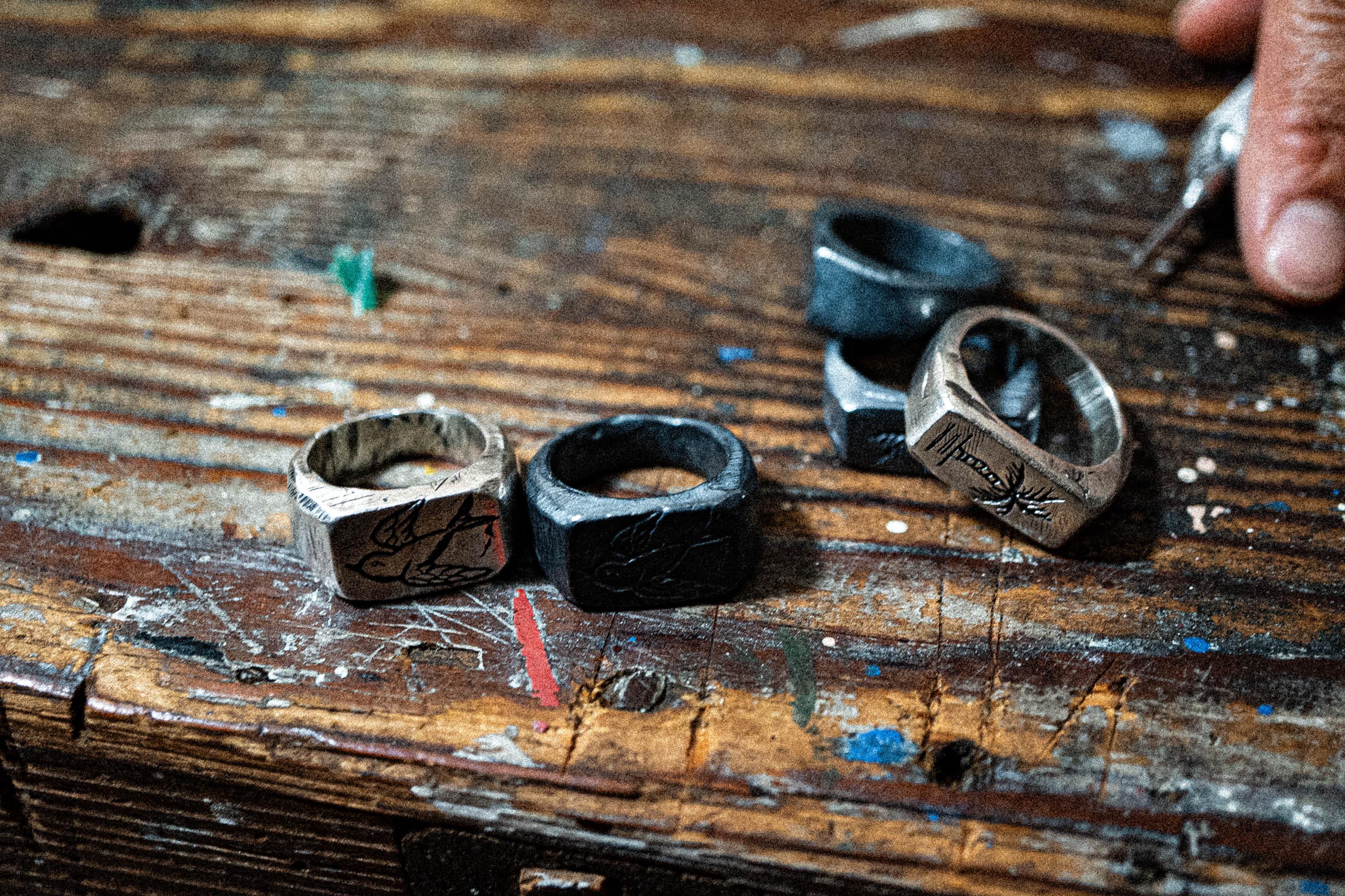 Origami Crane Heavy Signet Ring Hand Crafted Small Batch Mens 925 Recycled Silver Ring Chunky ...