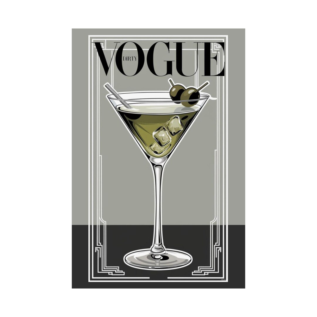 Elegant Dirty Martini Vogue Cover Poster, Kitchen Decor, Bar Cart Art ...