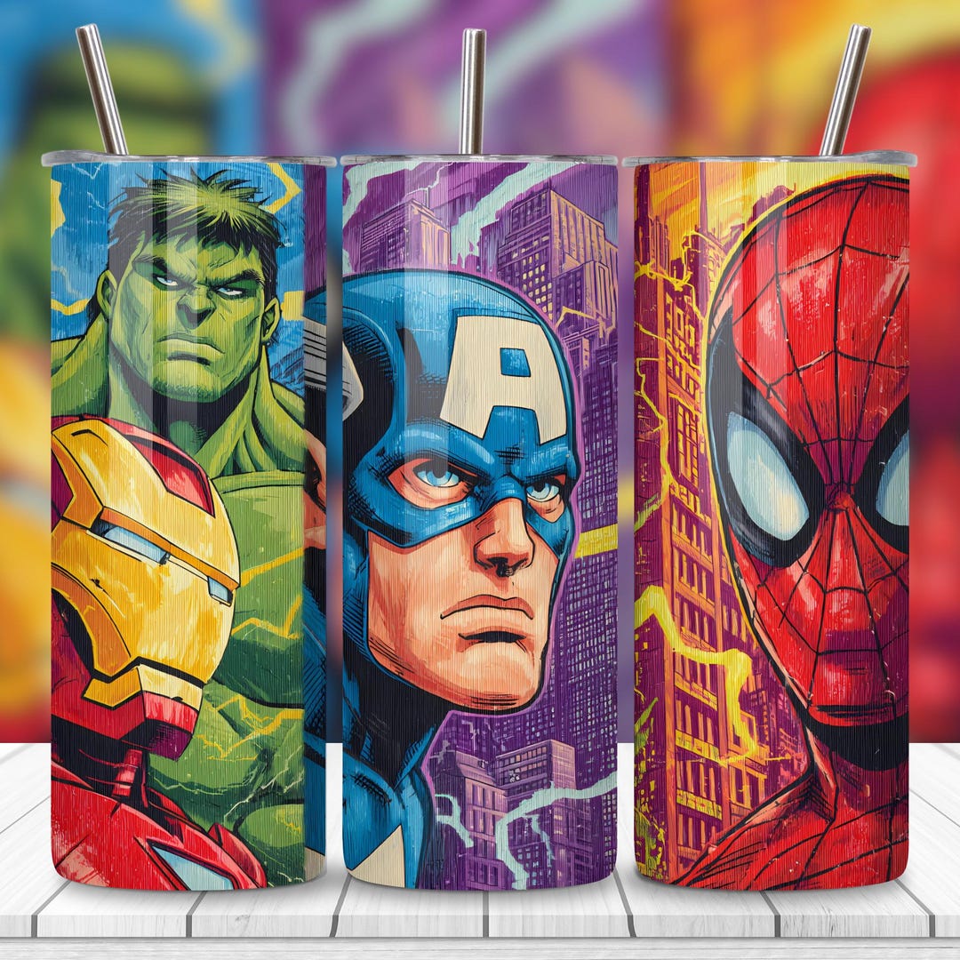Marvel Tumbler Wrap | Marvel Superhero Tumbler Wrap PNG | 20oz Cartoon ...