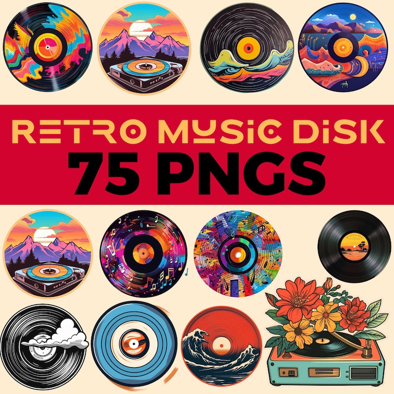 Retro Music Disk PNG Bundle | 90s Aesthetic PNG | Music Lover ...