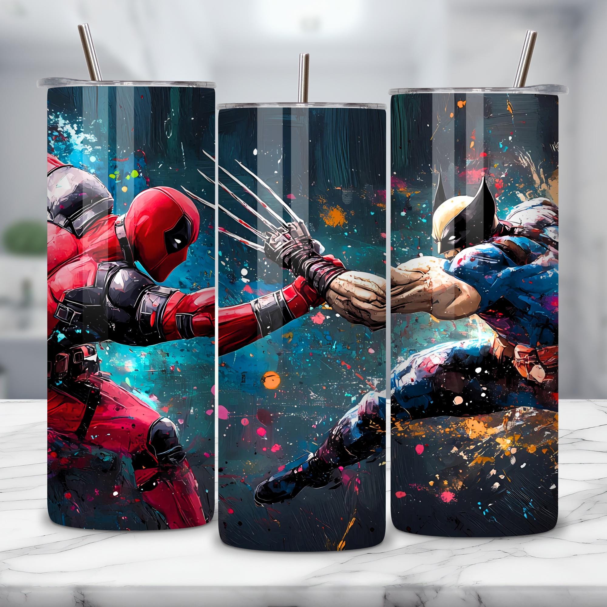 Deadpool Vs Wolverine Tumbler Wrap: 90s Retro Design (digital Download ...